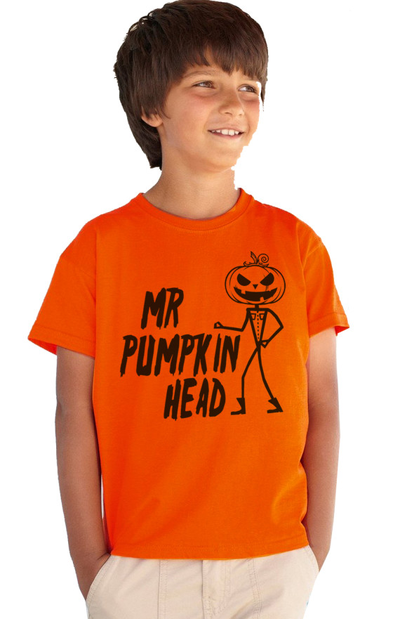 Children's Mr Pumpkin-Head Halloween T-shirt Ages 3-11yrs - Reverb Clothing