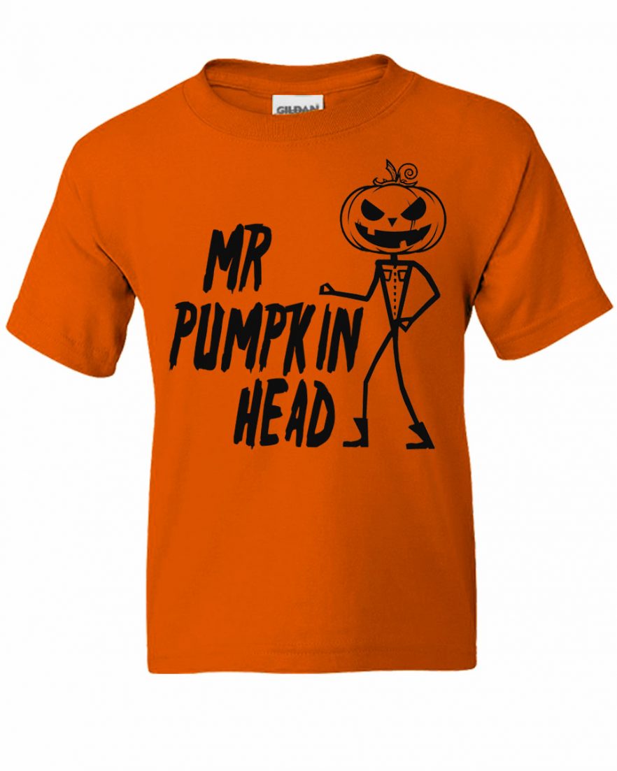 Children's Mr Pumpkin-Head Halloween T-shirt Ages 3-11yrs - Reverb Clothing